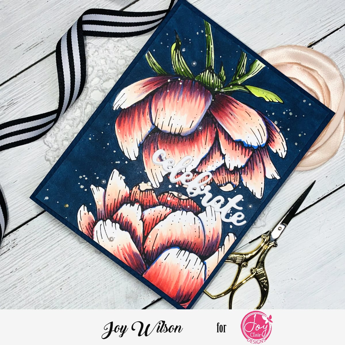 Red, White and Blue Spring Rose, Joy Clair Designs - Joy Wilson Ink: The Pajama Crafter